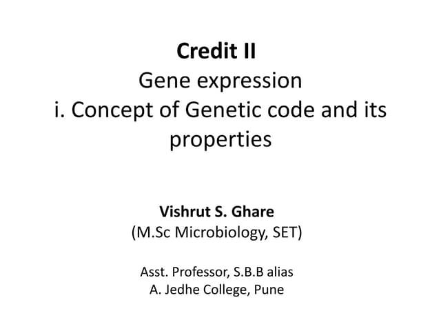 Genetic code ppt | PPTX