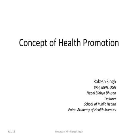 Concept of Health Promotion | PDF