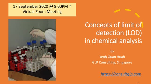 Concept Of Limit Of Detection Lod Pptx Chemistry Science