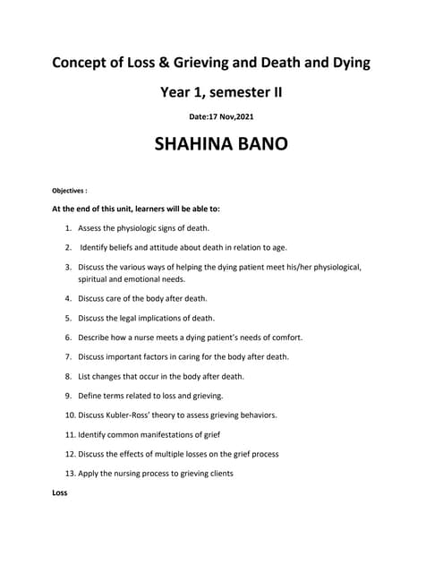 Grief, Loss,Death And Dying | PPT