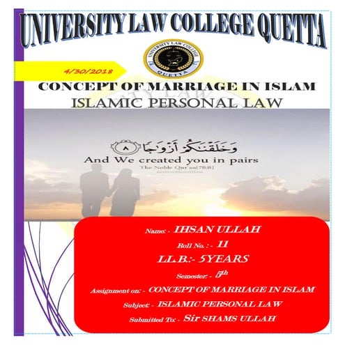 Concept of marriage in islam | PDF