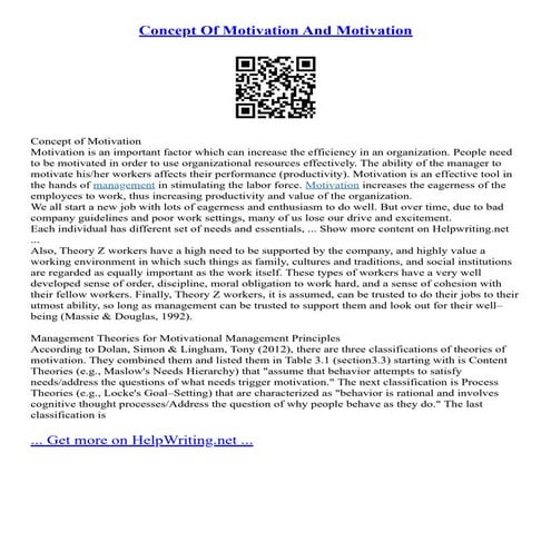 Concept Of Motivation And Motivation | PDF