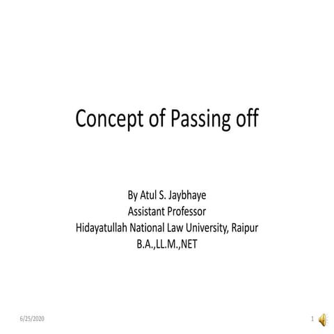 Concept of passing off sem vi | PPTX