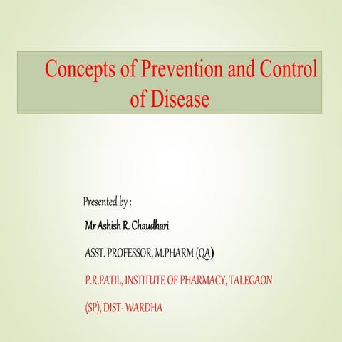 Concept of prevention and control of disease | PPTX