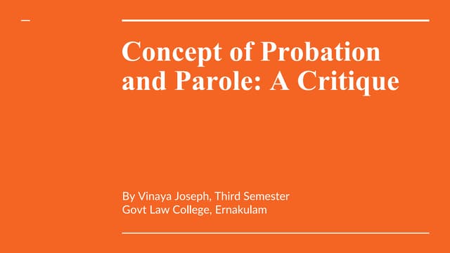 Parole: Definition, Objectives, Conditions and Social Implication | PPTX