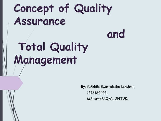 CONCEPT OF TOTAL QUALITY MANAGEMENT | PPTX