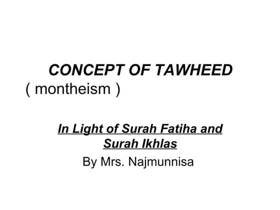 Tawheed and its types | PPS