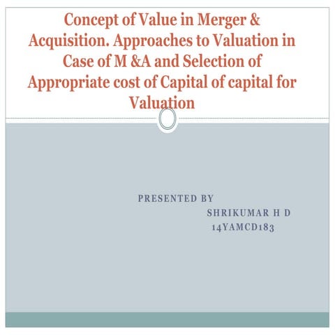Concept of value in merger & acquisition | PPT