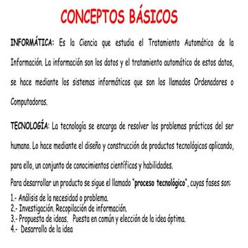 CONCEPTOS BASICOS EMPLEADOS EN INFORMATICA , DESCRIPCION BREVE | PPTX | Computing | Technology ...