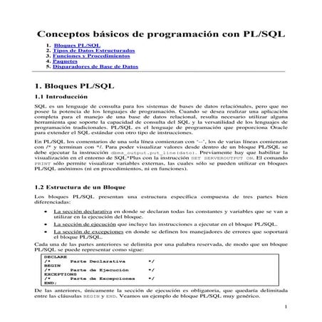 U3 -Introducción PLSQL conceptos basicos | PPT