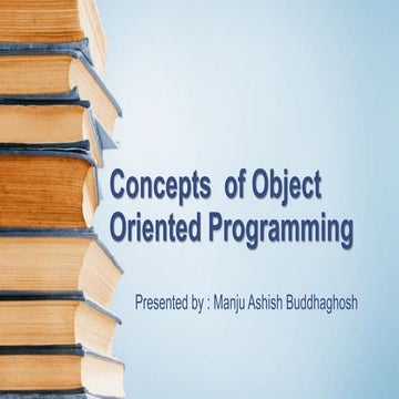 Concepts Of Object Oriented Programming By Manju Ashish Buddhaghosh Ppt 