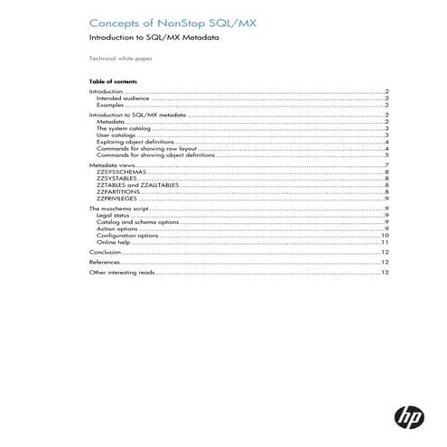 Concepts Of Nonstop Sqlmx Part 3 Introduction To Metadata Pdf 6582