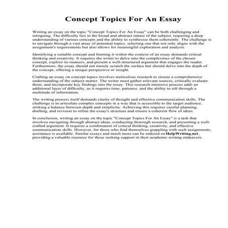 Concept Essay Examples. Loma Linda University | PDF
