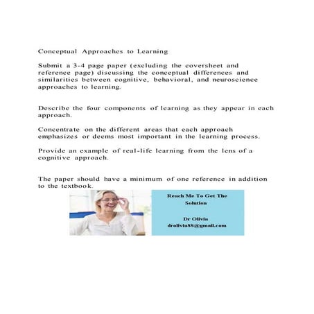 Conceptual Approaches to LearningSubmit a 3-4 page paper (ex | DOCX
