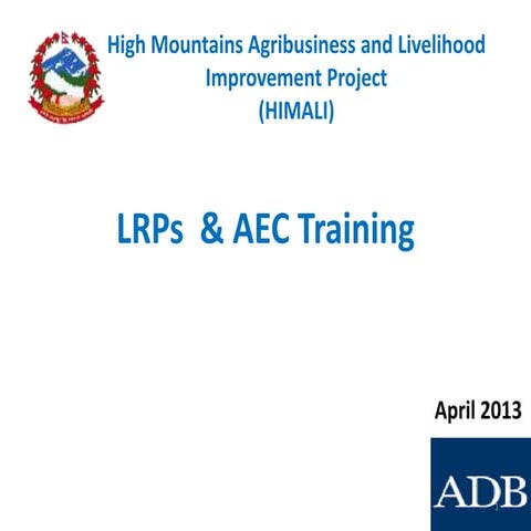Local Resource Persons Training: Conceptual information on the ...