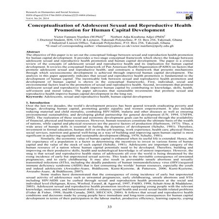 Conceptualisation of adolescent sexual and reproductive health ...