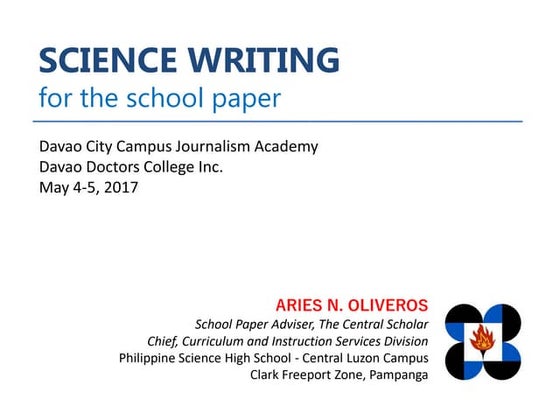 Science journalism workshop | PPTX