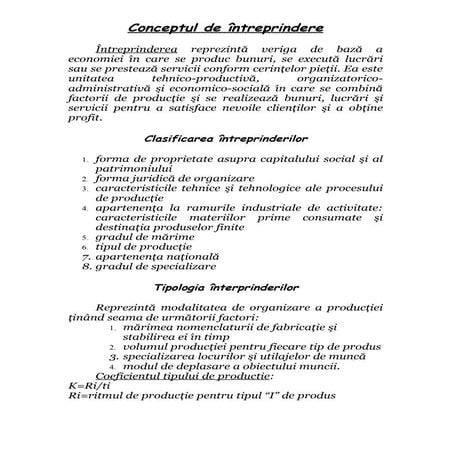 Conceptul de întreprindere | DOC