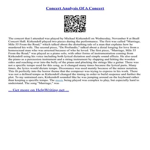 Concert Analysis Of A Concert | PDF