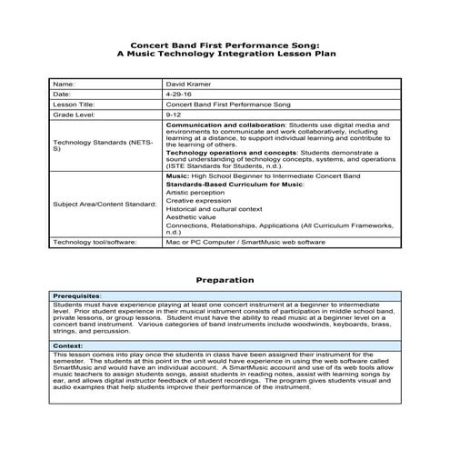 Concert Band First Performance Song: A Music Technology Integration ...