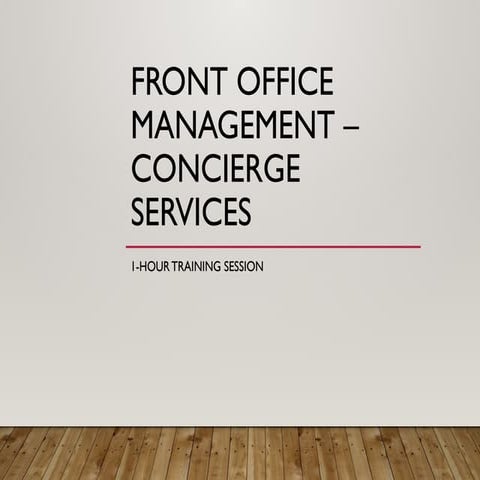 Concierge Services Training hospitality | PPTX