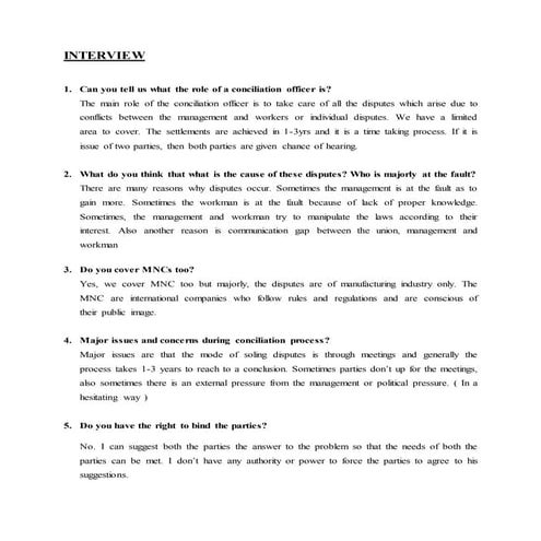Duties and responsibilities of conciliation oficer | PPTX
