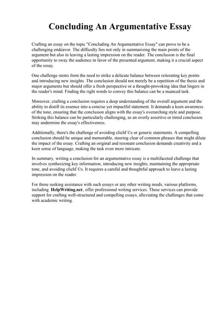 Argumentative Essay Conclusion | PDF