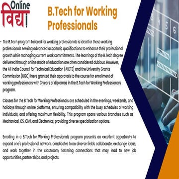 B.Tech for Working Professionals: Accelerate Your Career with Flexible Engineering Studies | PPT