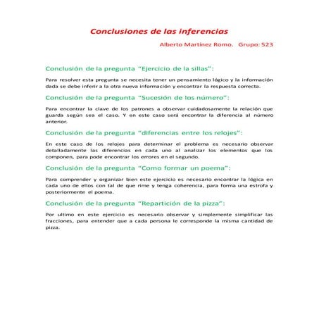 Conclusiones de las inferencias | PDF