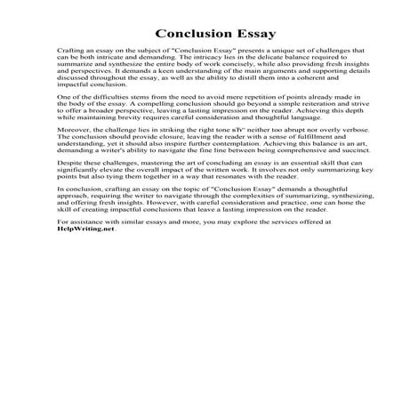 Conclusion Essay | PDF