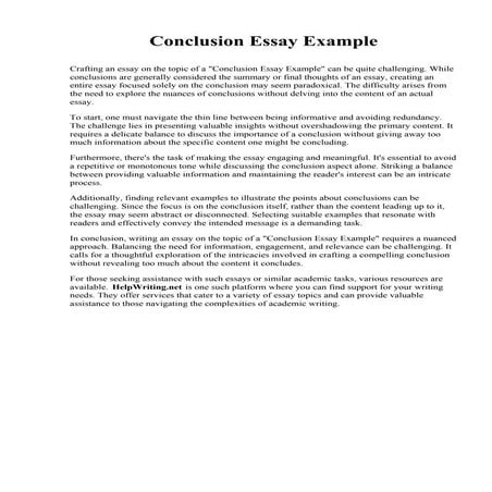 Conclusion Essay Example. University of the Ozarks | PDF