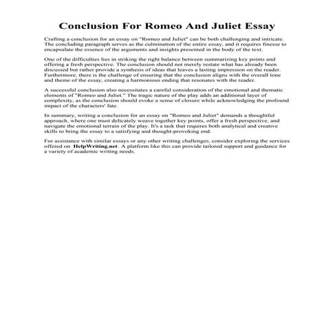 Conclusion For Romeo And Juliet Essay. Romeo and Juliet Essay. - GCSE ...