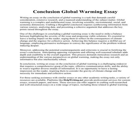 Conclusion Global Warming Essay | PDF