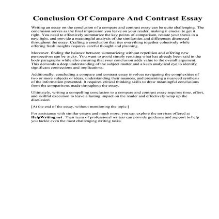 Conclusion Of Compare And Contrast Essay | PDF