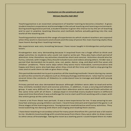 Conclusion on the practicum period | DOCX