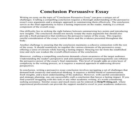 Conclusion Persuasive Essay | PDF