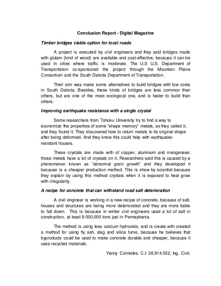 Conclusion Report Conclusion Report