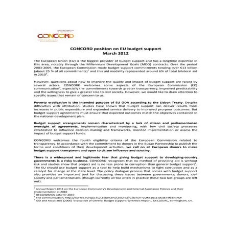 Concord position on eu budget support | PDF