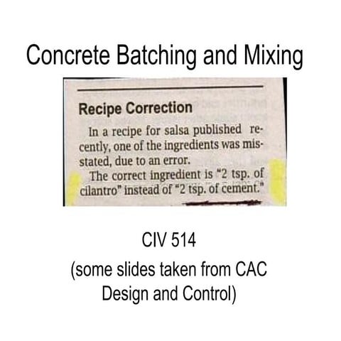Concrete Batching and Mixing Practice presentation | PPT