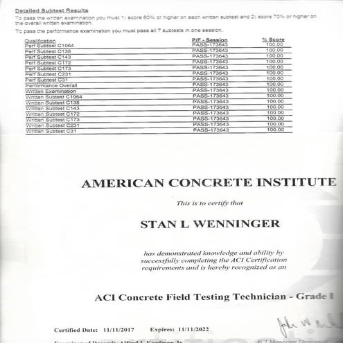 ACI Concrete Field Testing Tech - Grade I | PDF