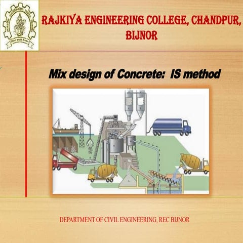 Concret mix design IS METHOD lec 1 | PDF