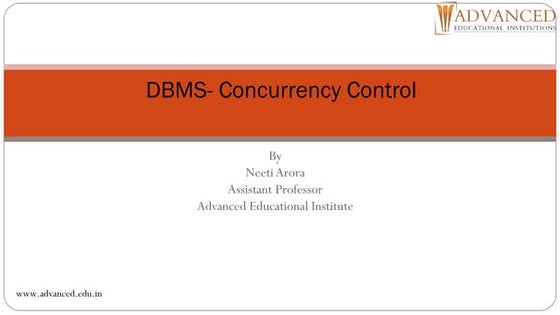 Concurrency Control In Distributed Database Ppt