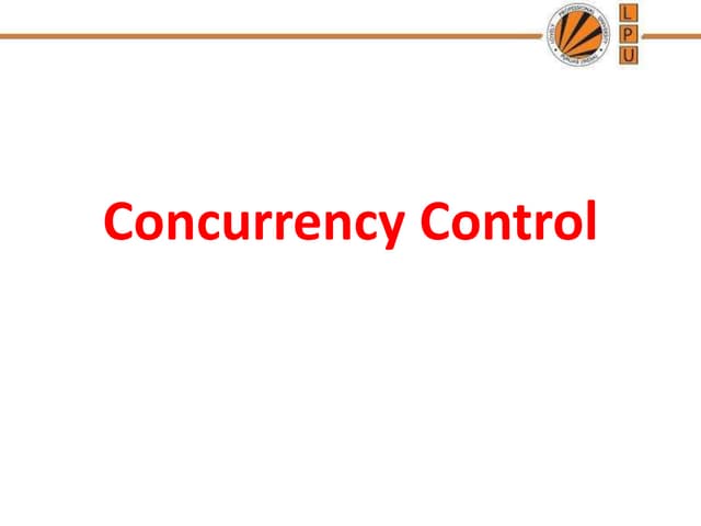 Concurrency Control Pptx Databases Computer Software And Applications