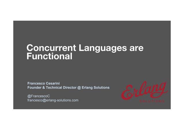 Concurrent Languages Are Functional By Francesco Cesarini Pdf Programming Languages Computing