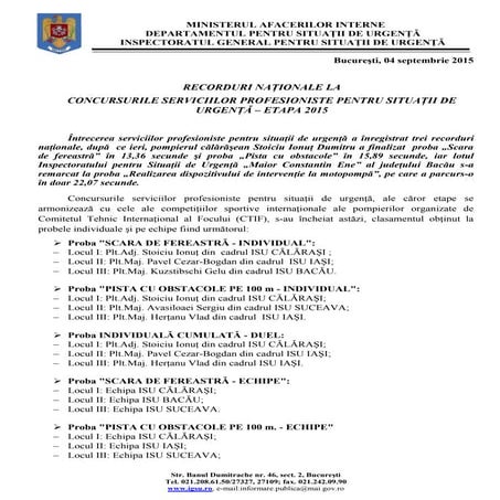 Concurs pompieri profesionisti 2015 | PDF