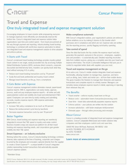 US Brochure- Concur Travel Solution | PDF