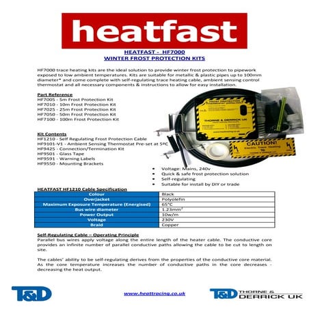 Condensing Boiler Frost Protection Heatfast HF7050 Trace Heating Kit ...