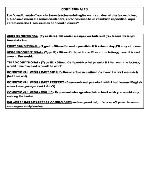 Zero, First, Second and Third Conditionals ppt | PPTX