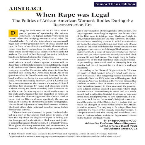 When Rape was Legal: The Politics of African American Women’s Bodies ...