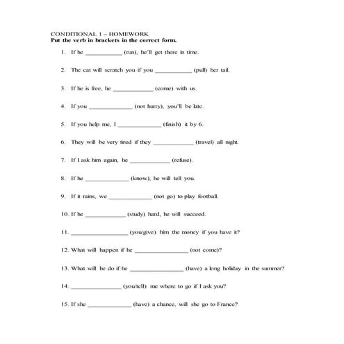 Conditional 1, homework | PDF